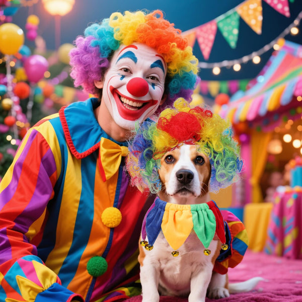 Pet Clown Costume Set – Colorful Wig & Bell Collar for Dogs and Cats ...