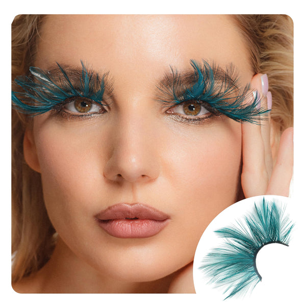 Green Feather False Eyelashes – Dramatic Long Costume Lashes for ...