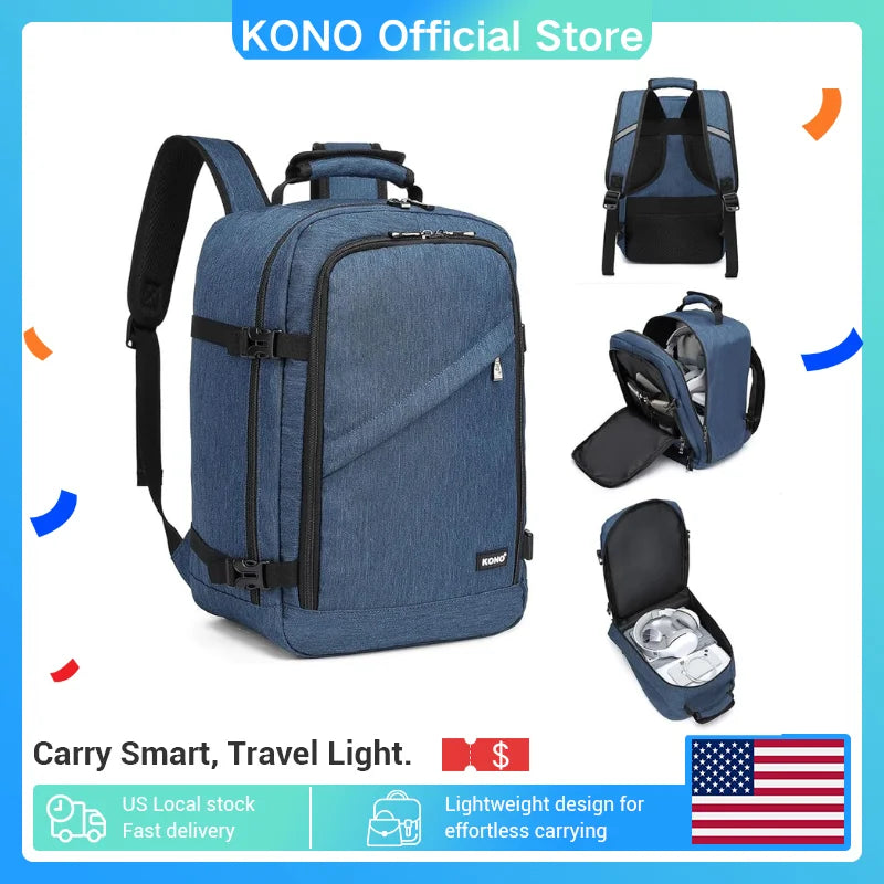 KONO 20L Carry-On Backpack – 40x25x20 cm Cabin Size Travel Hand Luggage ...